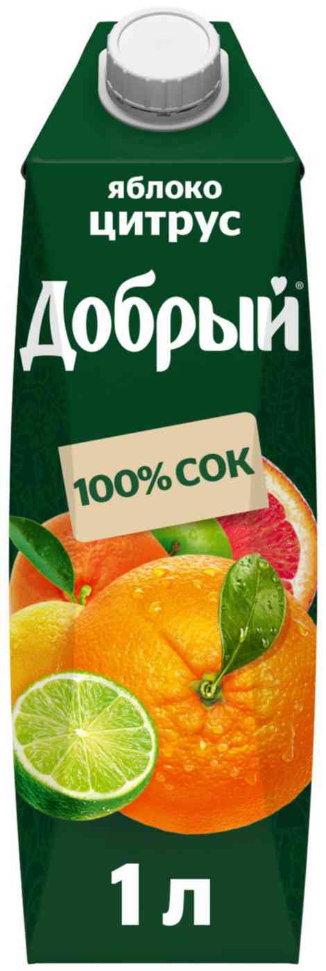 Сок Добрый Яблоко-Цитрус, 1 л — купить в Москве, МО и Твери в интернет ...